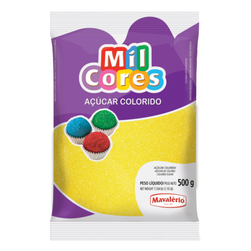 Açúcar Cristal Mil Cores Amarelo Mavalério 500g | Comercial Ribeirão